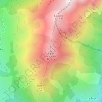 Topografische kaart Piquet de Nantes, hoogte, reliëf