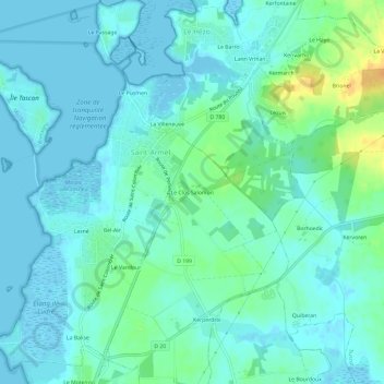 Topografische kaart Le Clos Salomon, hoogte, reliëf