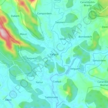 Topografische kaart Valpoi, hoogte, reliëf