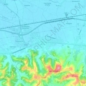 Topografische kaart San Miniato Basso, hoogte, reliëf