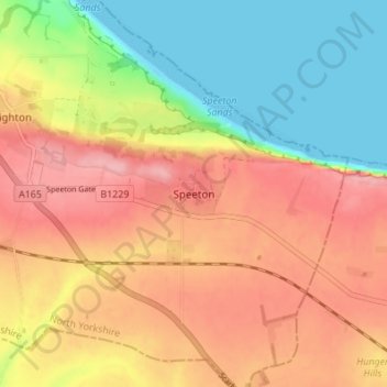 Topografische kaart Speeton, hoogte, reliëf