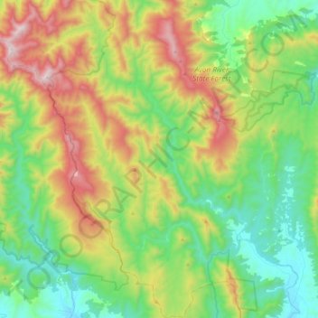 Topografische kaart Upper Karuah River, hoogte, reliëf