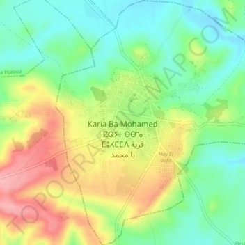 Topografische kaart Karia Ba Mohamed, hoogte, reliëf