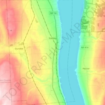 Topografische kaart Town of Starkey, hoogte, reliëf