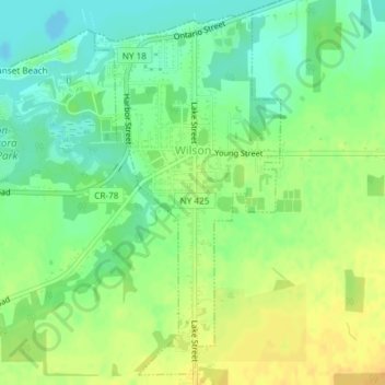 Topografische kaart Village of Wilson, hoogte, reliëf