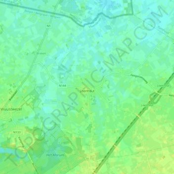 Topografische kaart Loenhout, hoogte, reliëf