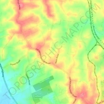 Topografische kaart Araluen, hoogte, reliëf
