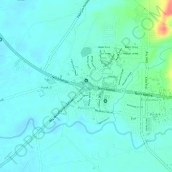 Topografische kaart Bayugan City Circle, hoogte, reliëf