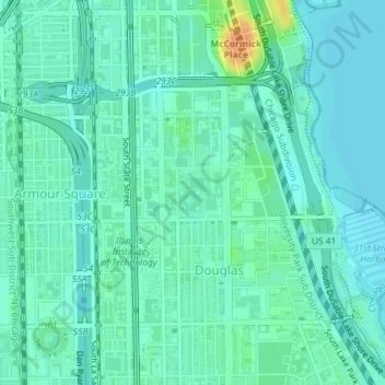 Topografische kaart Dunbar Park, hoogte, reliëf